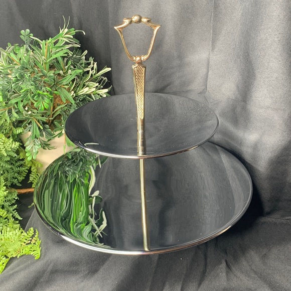 Kromex | Dining | Beautiful Vintage Chrome Kromex 2 Tiered Silver Tray ...